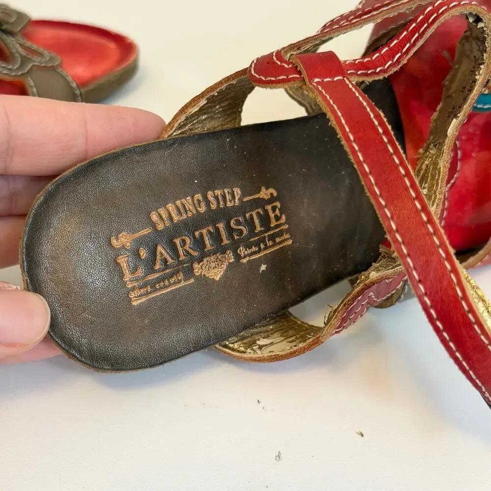 L'artiste | Shoes | Lartiste Abysynthe Sandals 39 Us 85 Red Leather ...